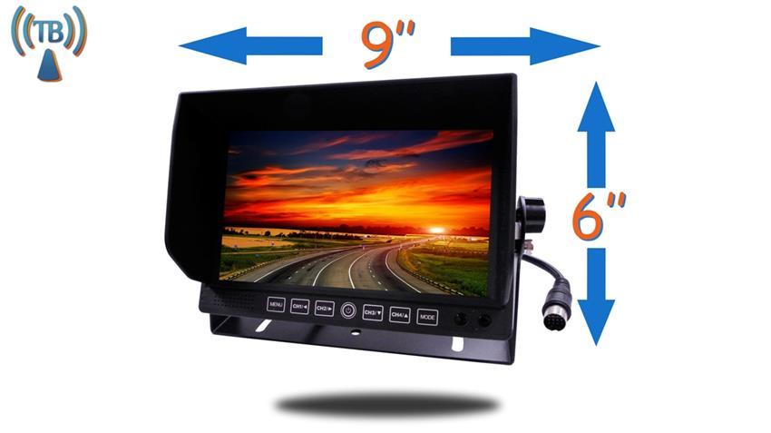 9-Inch Split Screen Monitor for up to 4 Built in Digital Backup Cameras