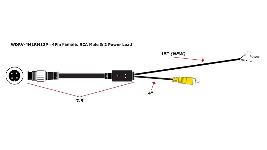 Weldex Backup Camera Adapter 4pin to RCA Connector